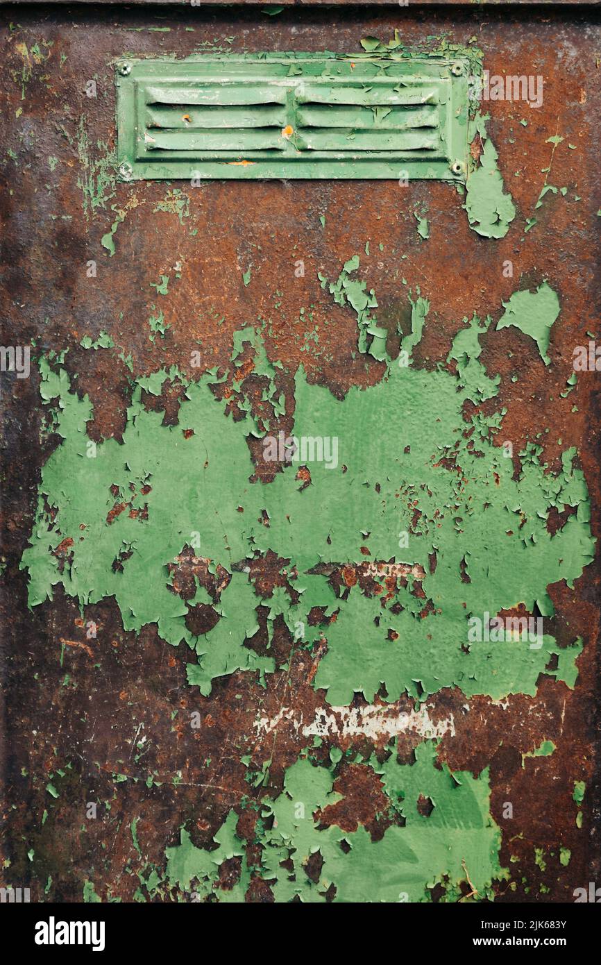 Green paint peeling on a old BT junction box, Bristol (Jul22 Stock ...