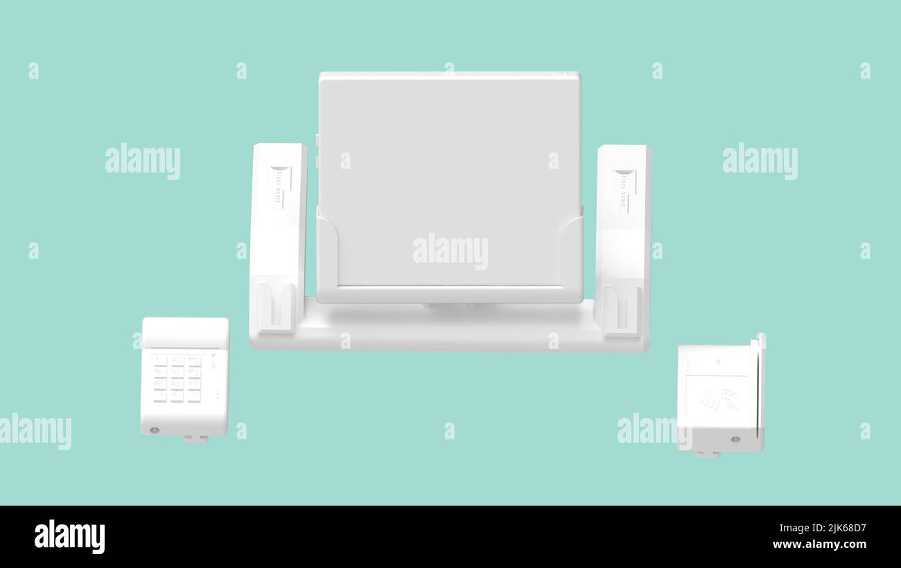 3D rendering of a pos terminal payment cash register digital display ...