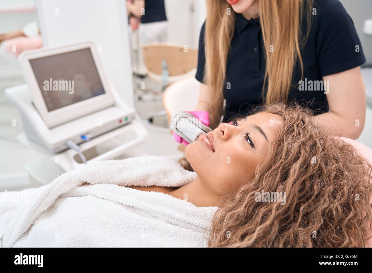 Painless smas-lifting procedure on modern high-tech equipment Stock ...