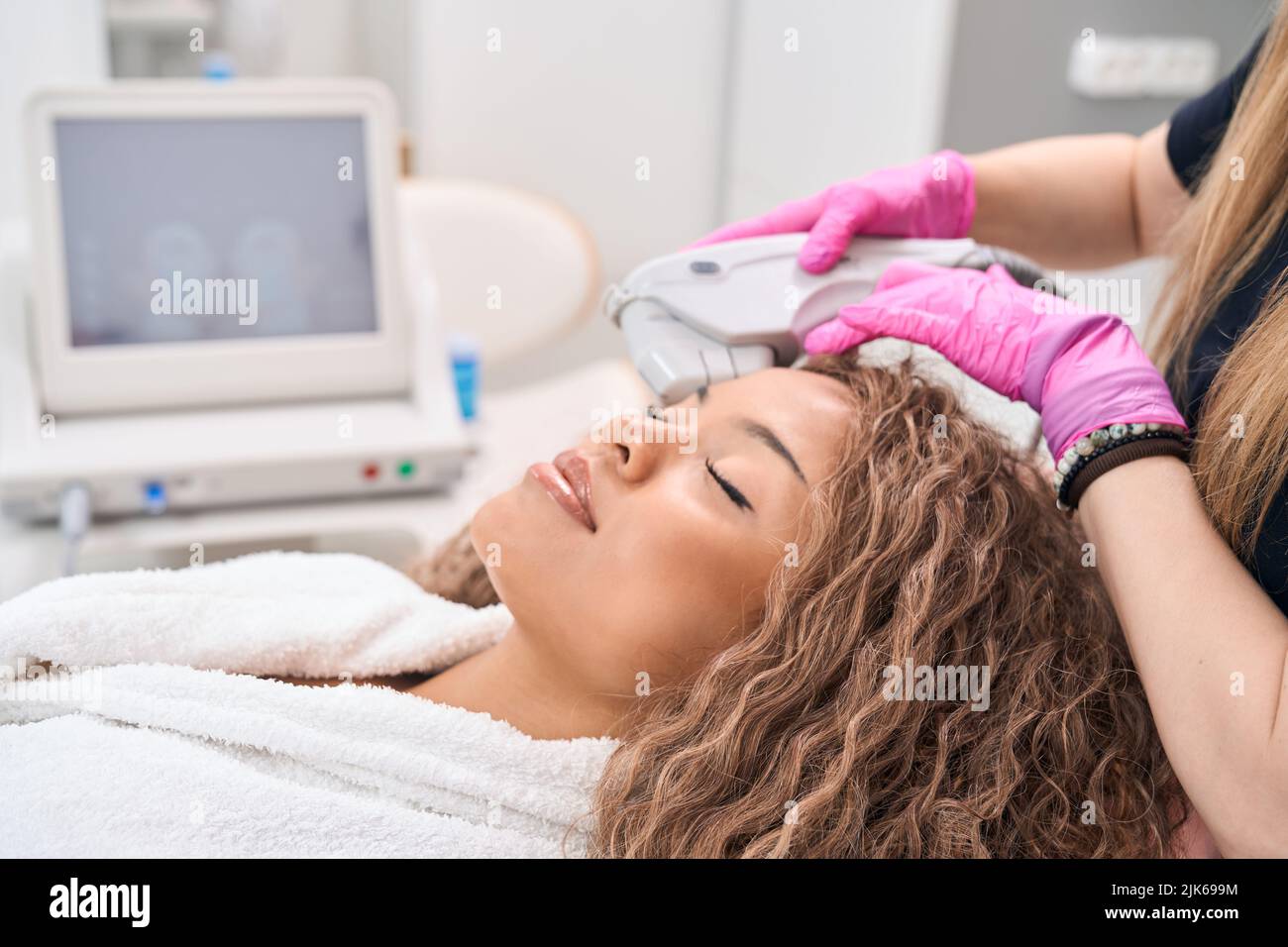High-tech hardware procedure for frontal zone smas-lifting Stock Photo ...