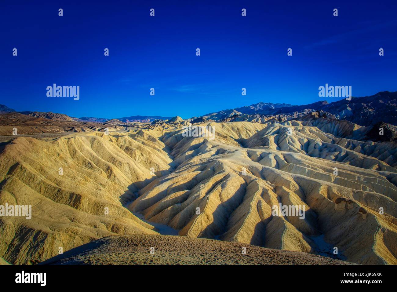 Zabriskie Point lookout over a surreal landscape of undulating ridges ...