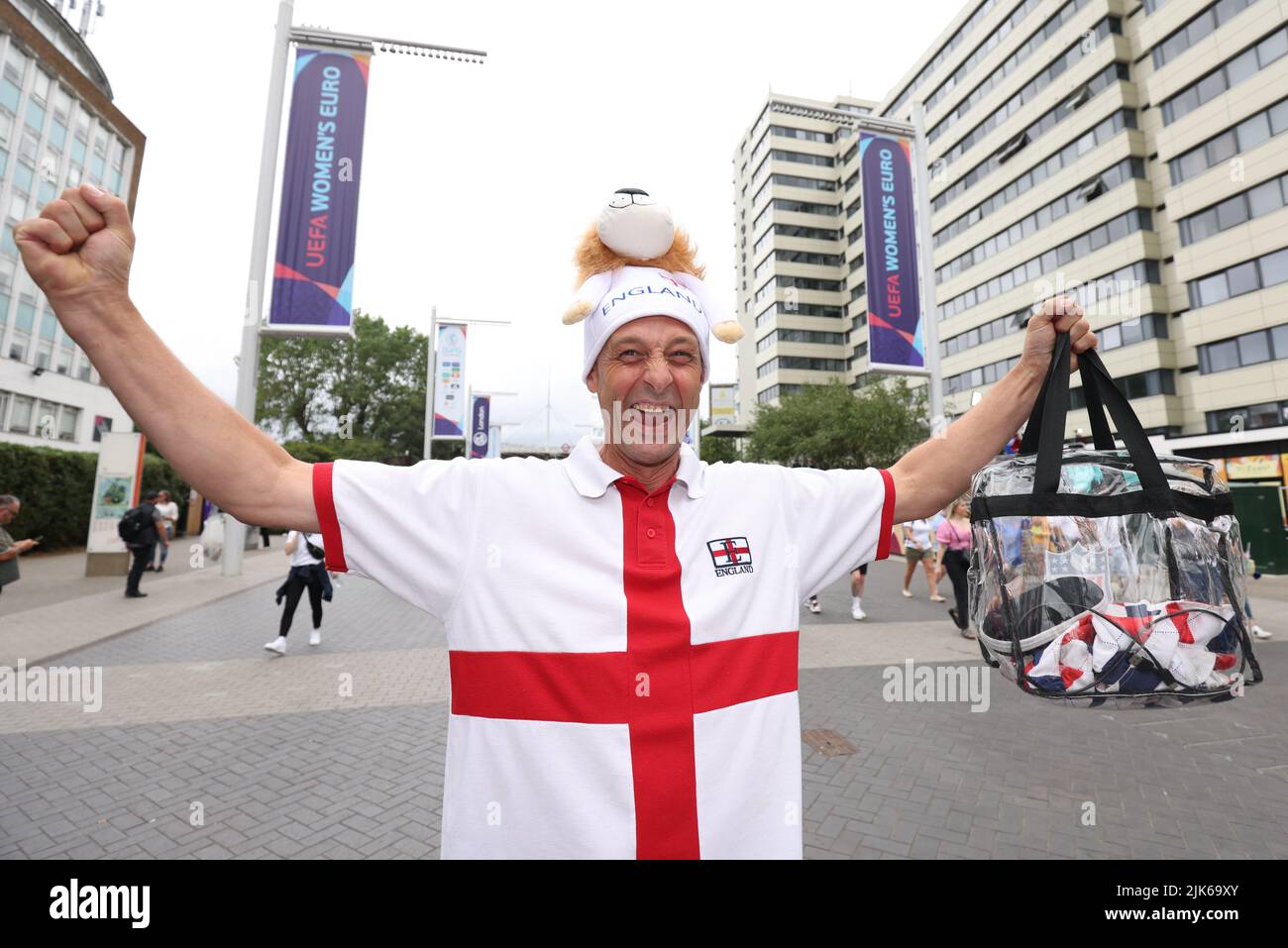 An England fan on Wembley Way before the UEFA Women's Euro 2022 final ...