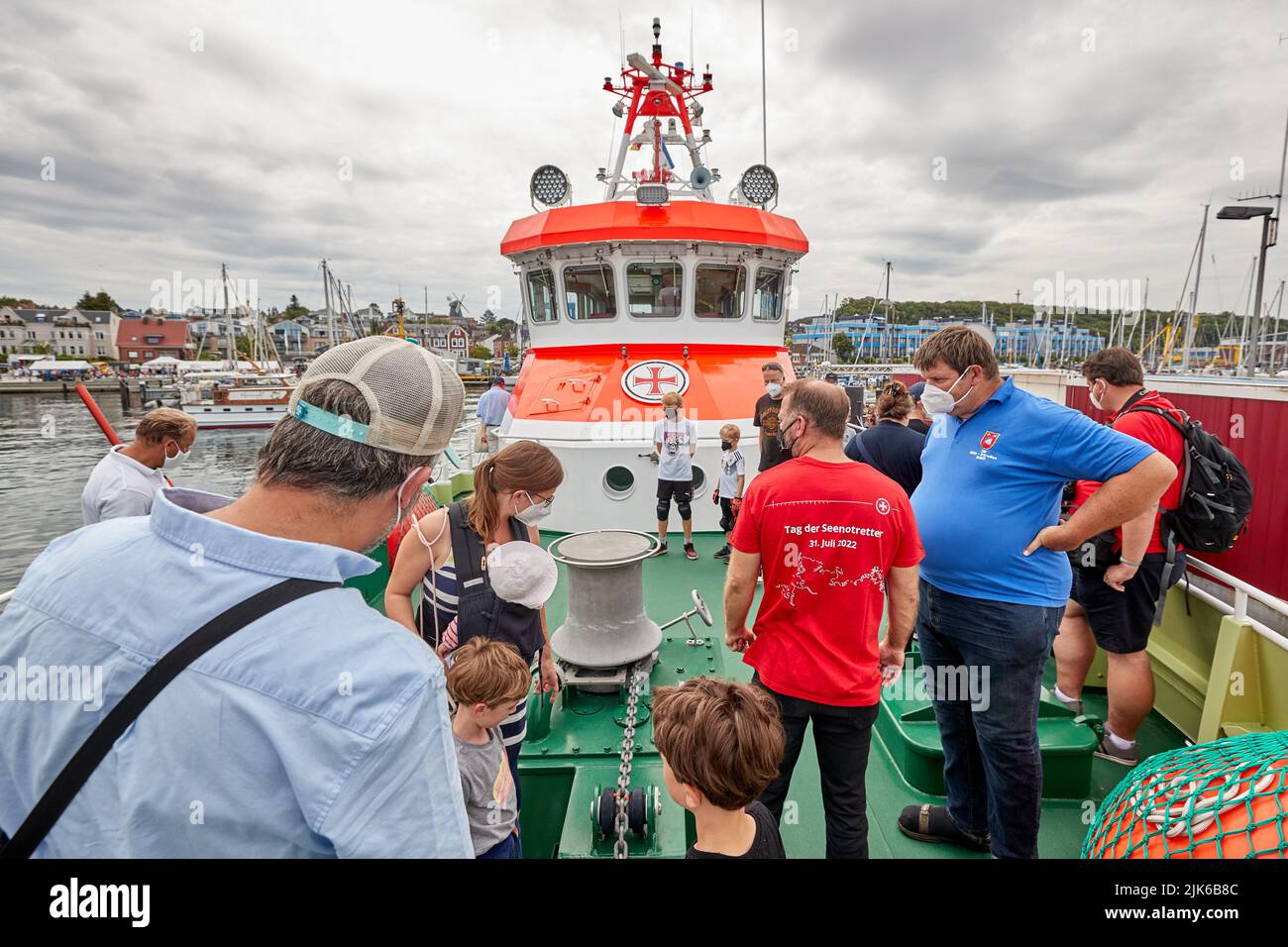 Laboe, Germany. 31st July, 2022. Visitors inspect the rescue cruiser ...