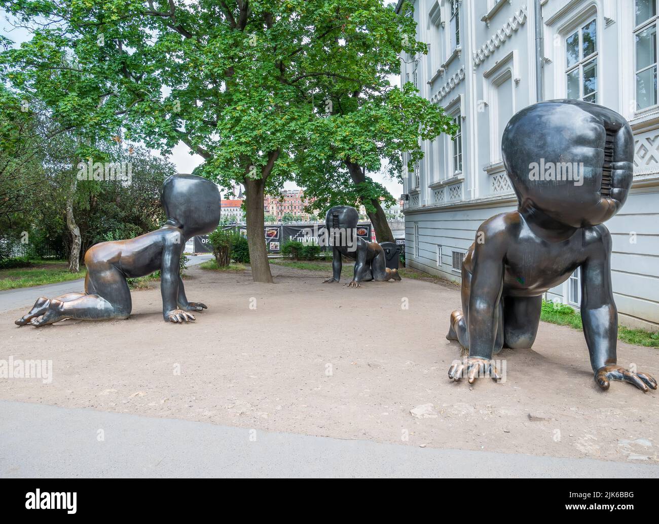 Prague, Czech Republic - June 2022: Famous sculpture Crawling Babies in ...