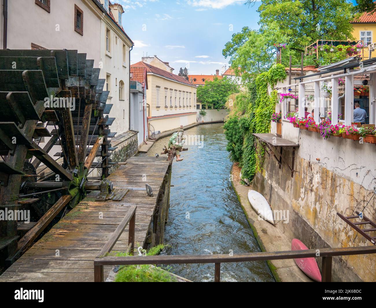 Prague, Czech Republic - June 2022: Picture with Čertovka canal in the ...