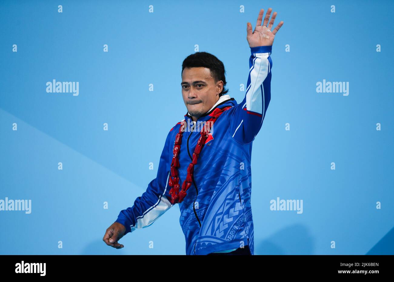 Samoa’s Vaipava Nevo Ioane reacts during the Men’s 67kg Finalat The NEC ...