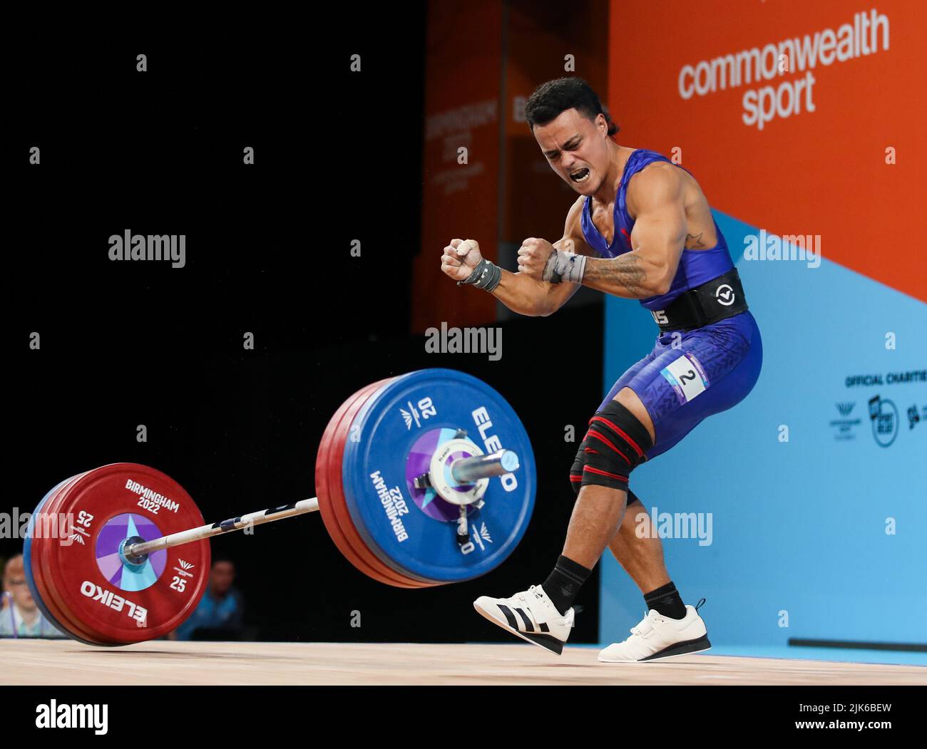 Samoa’s Vaipava Nevo Ioane reacts during the Men’s 67kg Finalat The NEC ...