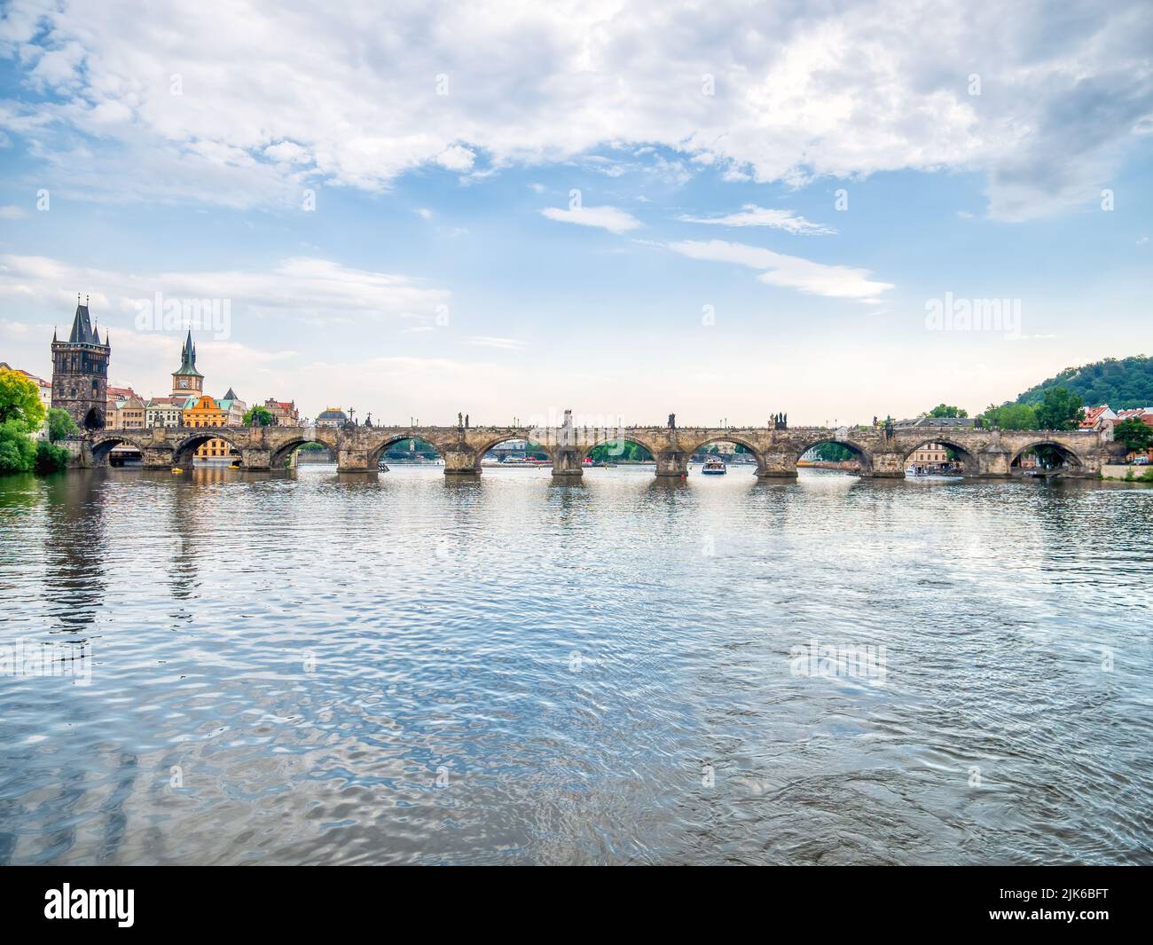 Prague, Czech Republic - June 2022: View with the Charles Bridge main ...