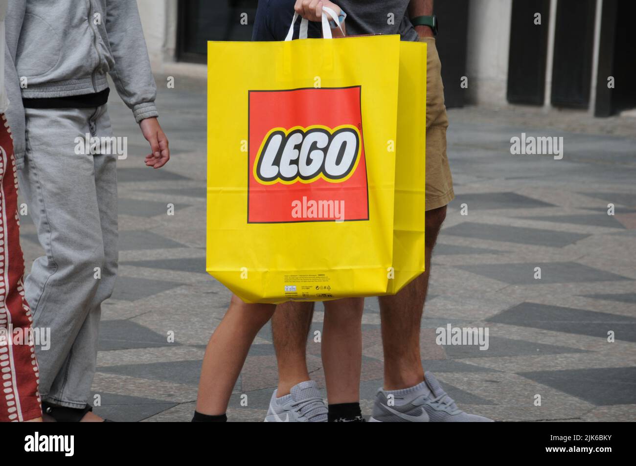 Copenhagen /Denmark/31July 2022/Lego bricks shopper with Lego shopping ...