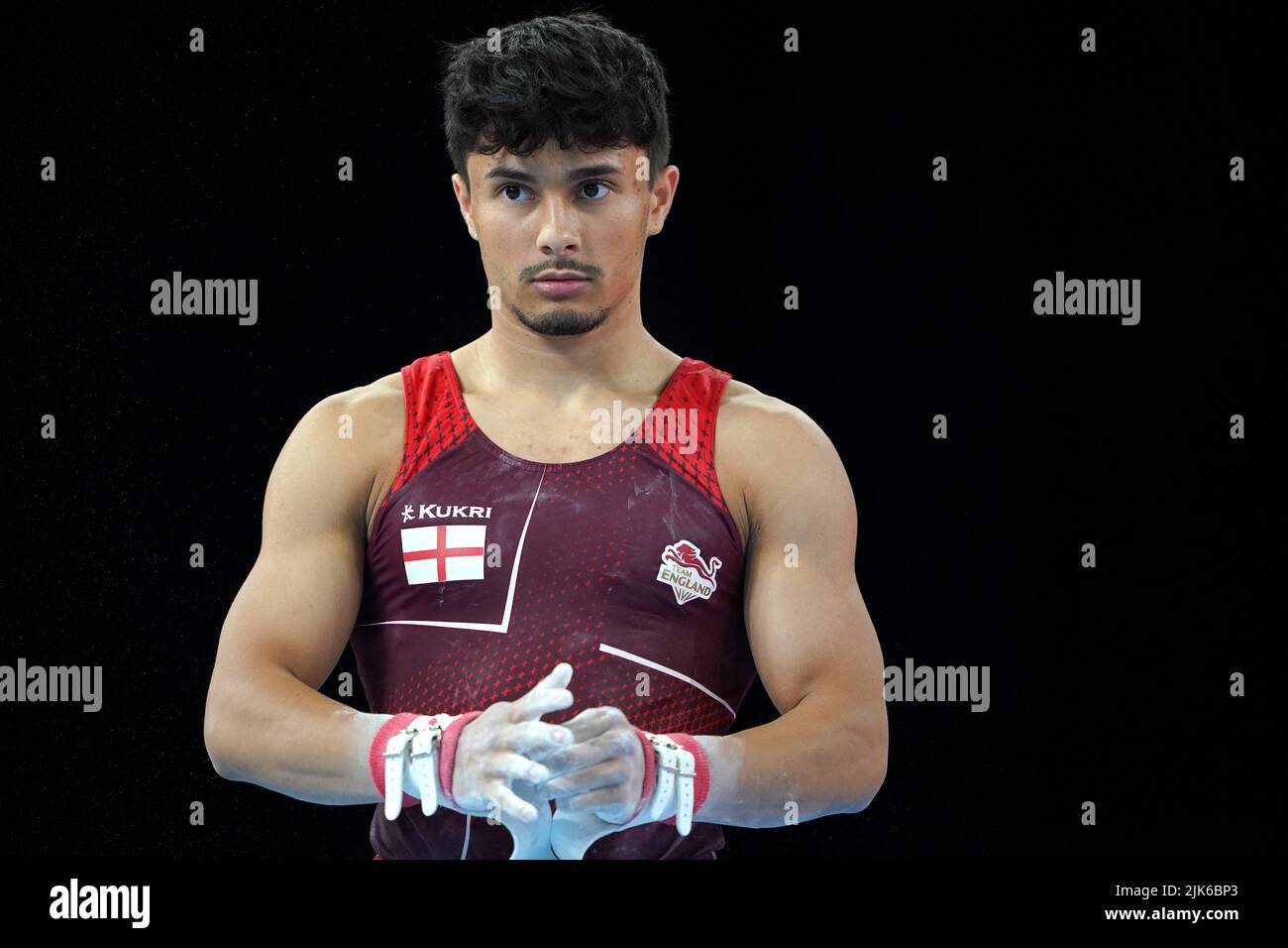 England's Jake Jarman in action during the bars rotation at Arena ...