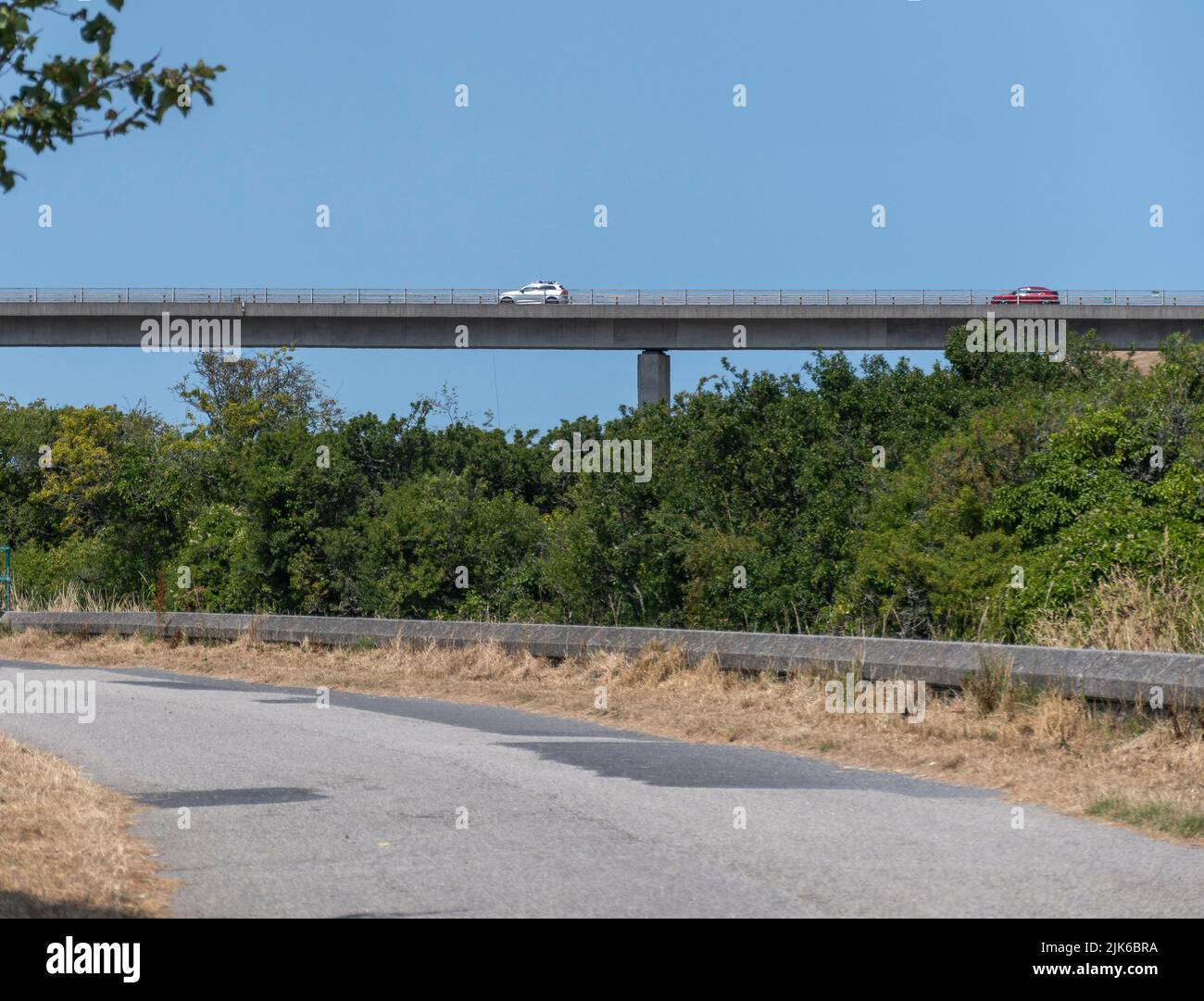 Cars on the A39 bridge over the River Camel as seen from The Camel ...