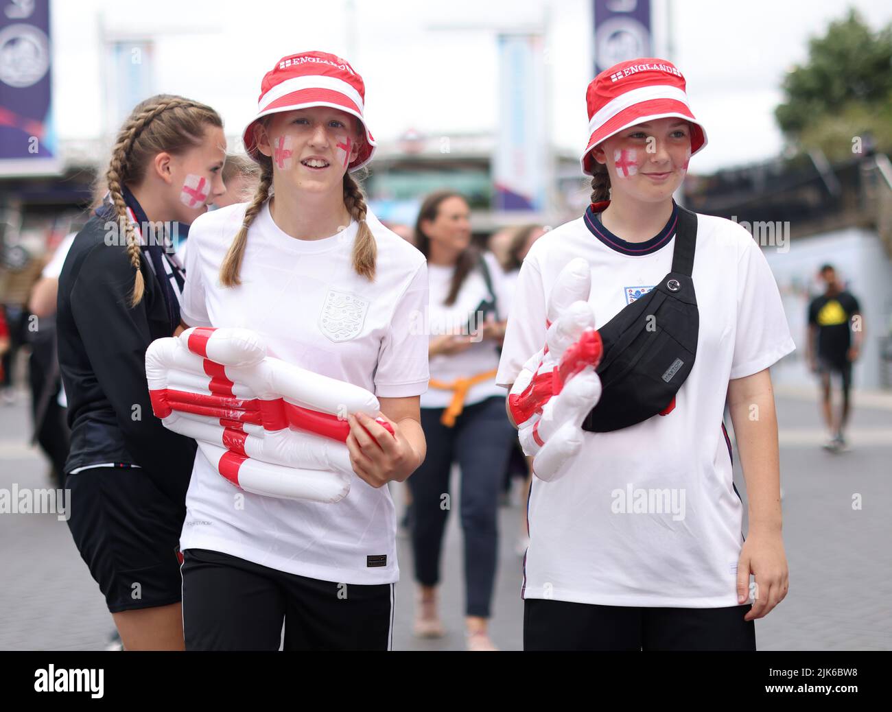 England fans arriving at Wembley Way before the UEFA Women's Euro 2022 ...