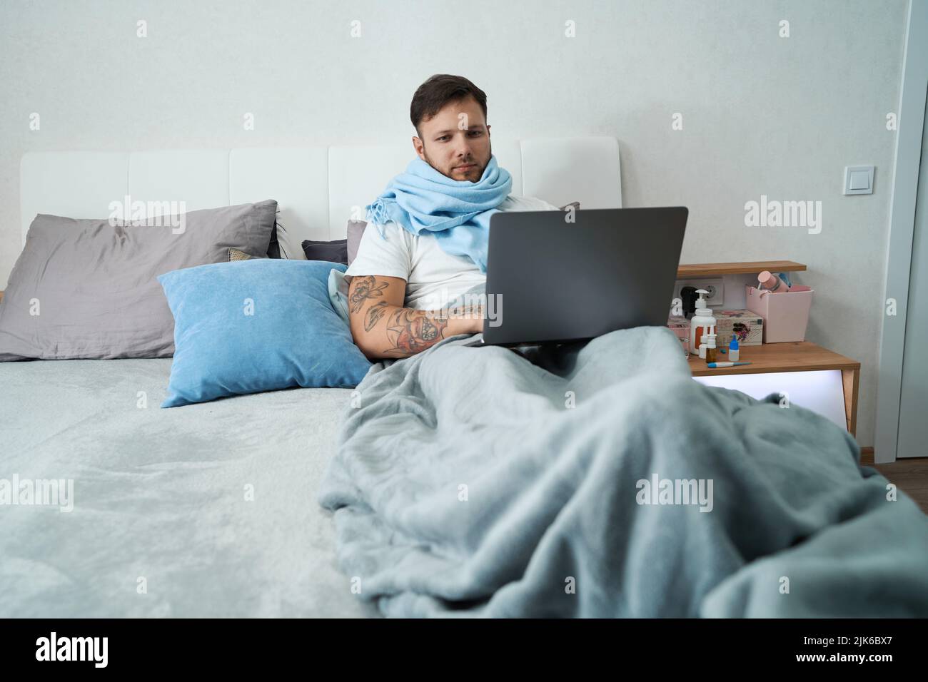 Sick man working computer hi-res stock photography and images - Alamy