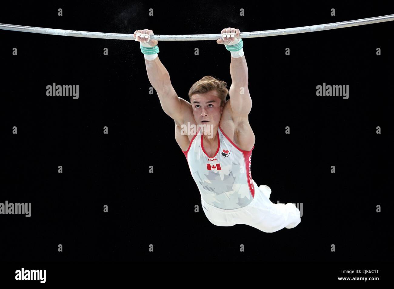 Canada's Felix Dolci in action during the bars rotation at Arena ...