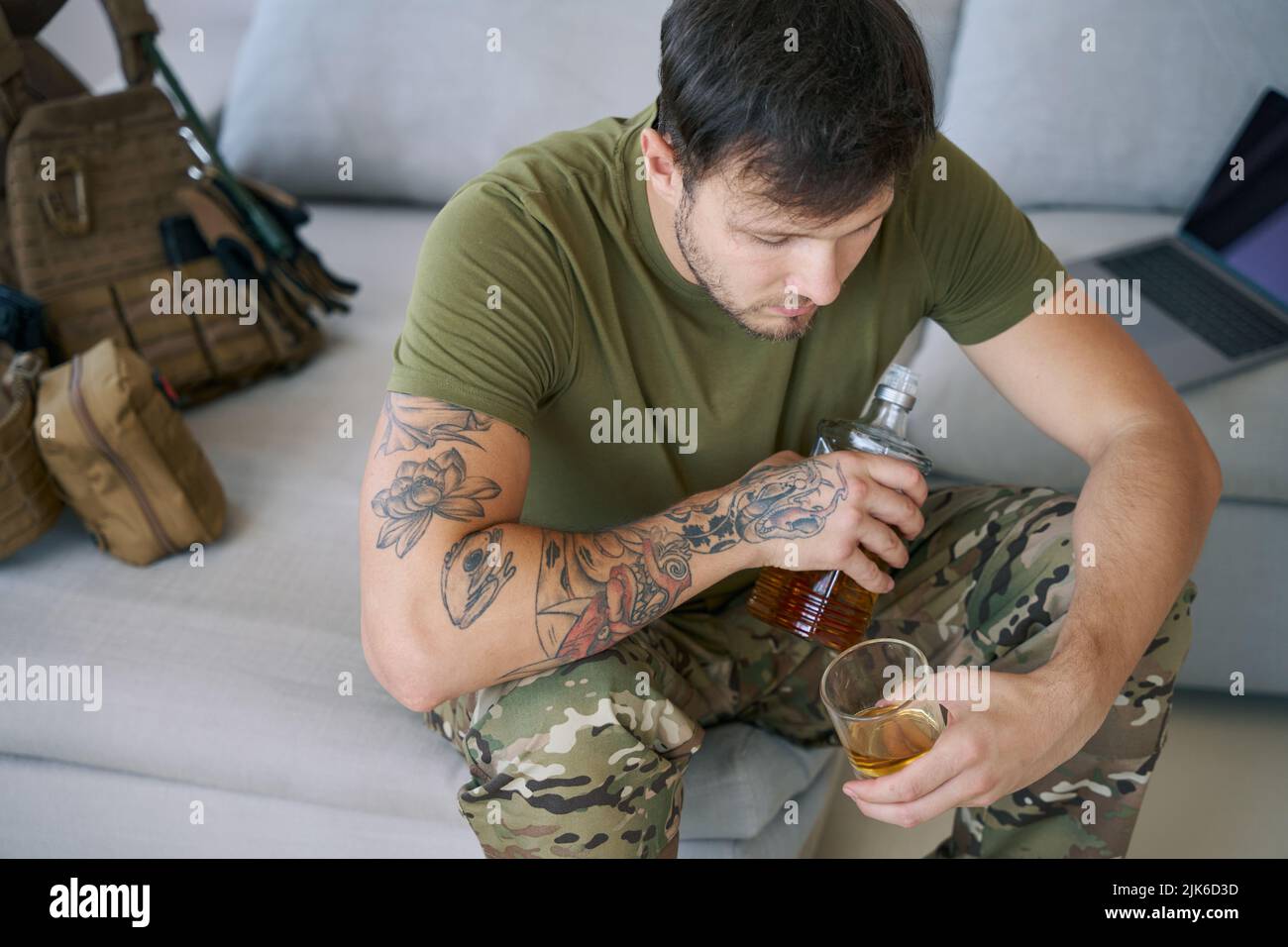Soldier drinking bottle hi-res stock photography and images - Alamy