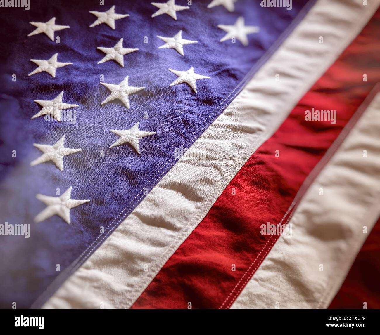 Flag close up, US of America symbol. USA stars and stripes sign ...