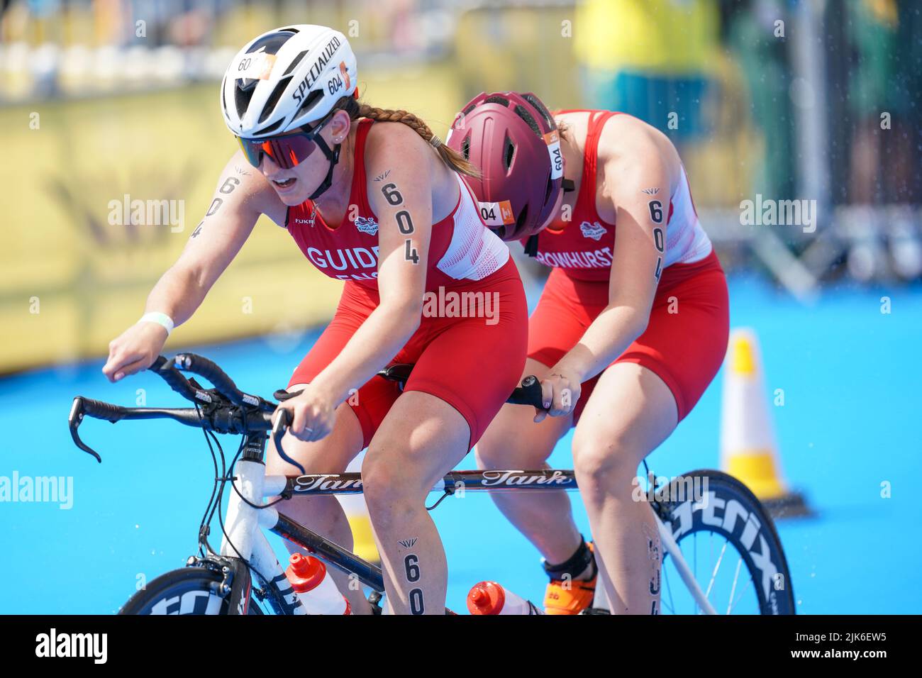 England's Katie Crowhurst and her guide Jessica Fullagar on their way ...