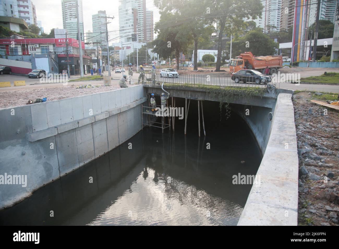 salvador, bahia, brazil - july 29, 2022: construction of sewage ...