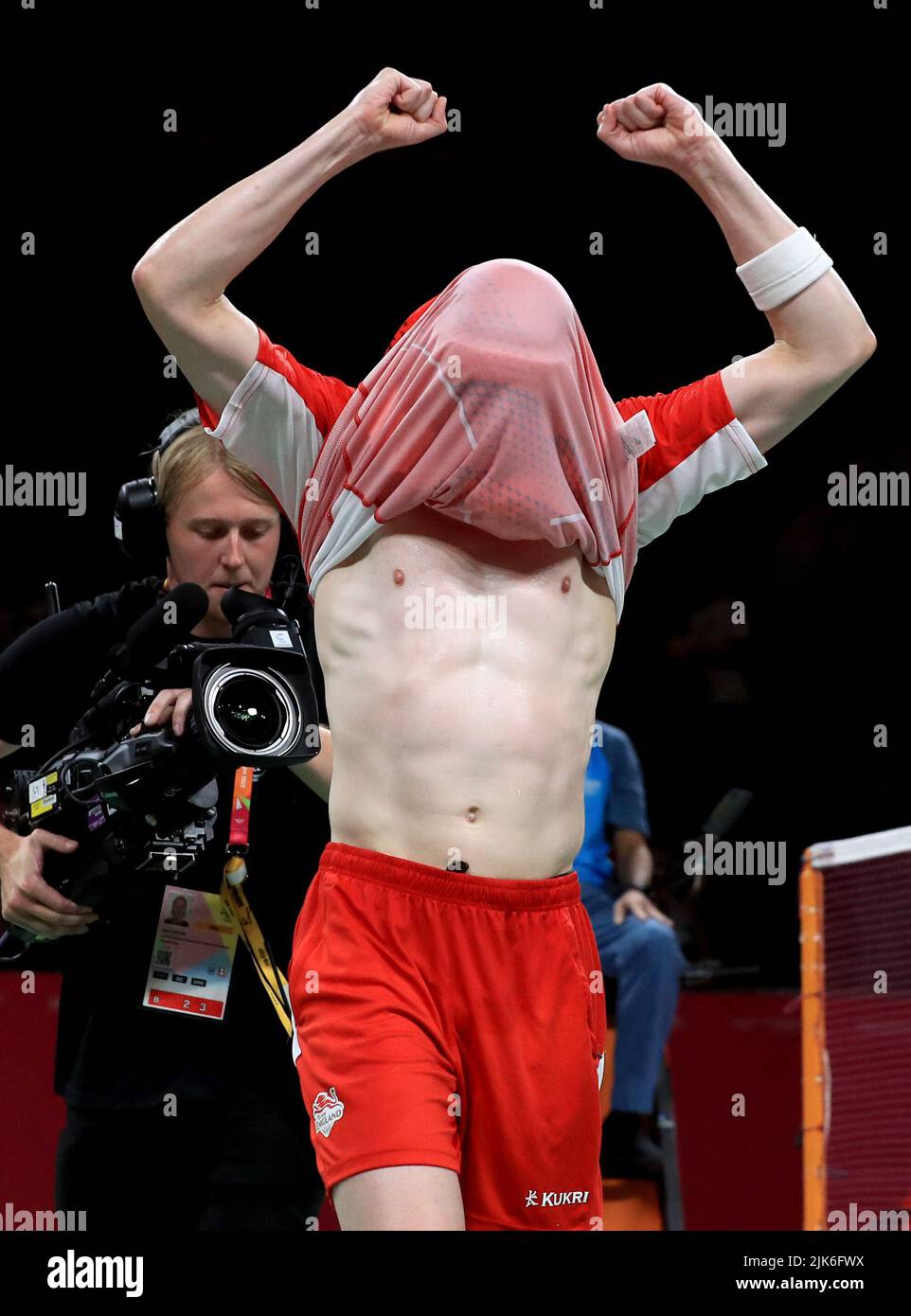 England’s Toby Penty celebrates after winning against Canada’s Brian ...