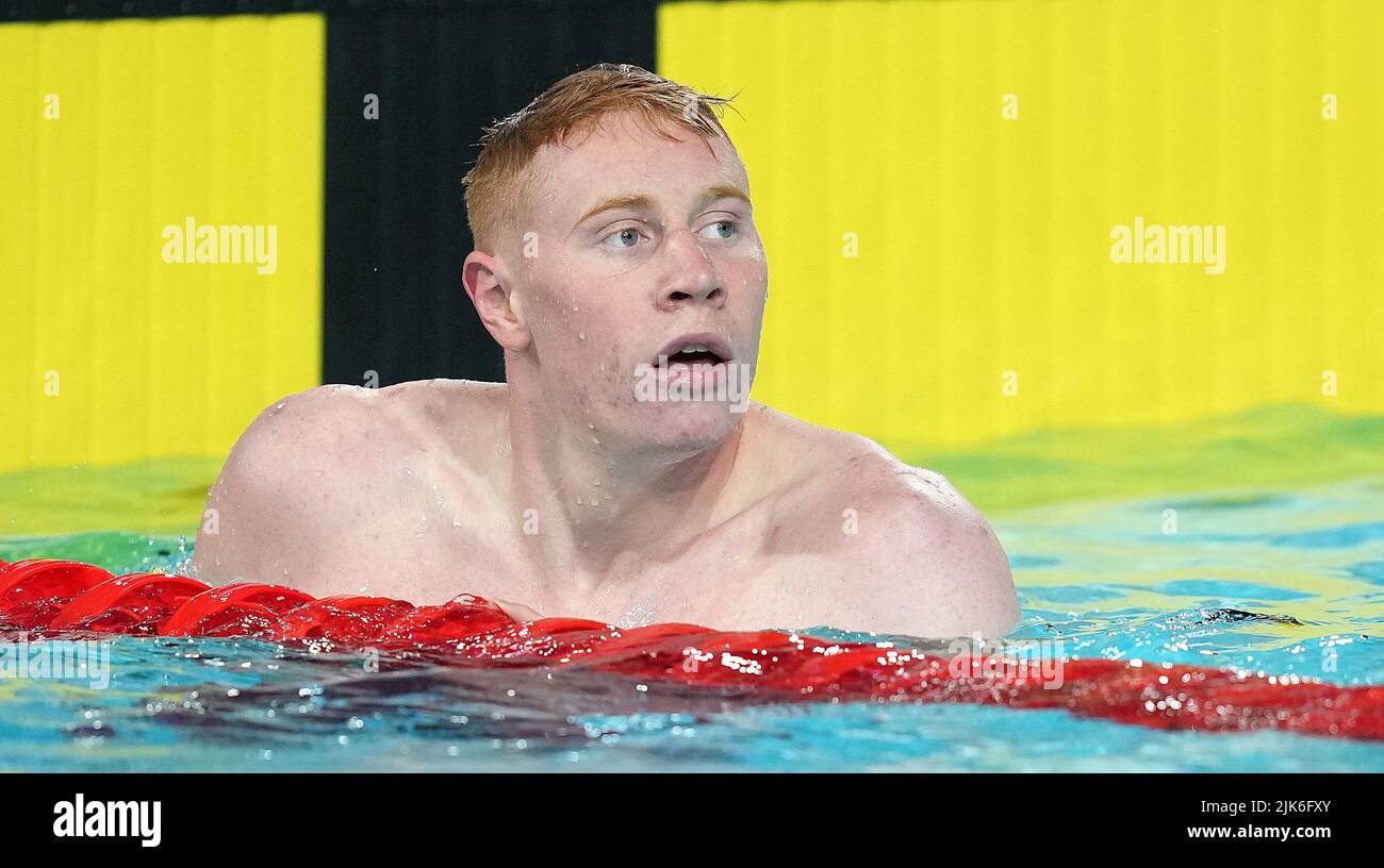England's Tom Dean reacts after his 100m Freestyle heat, at Sandwell ...