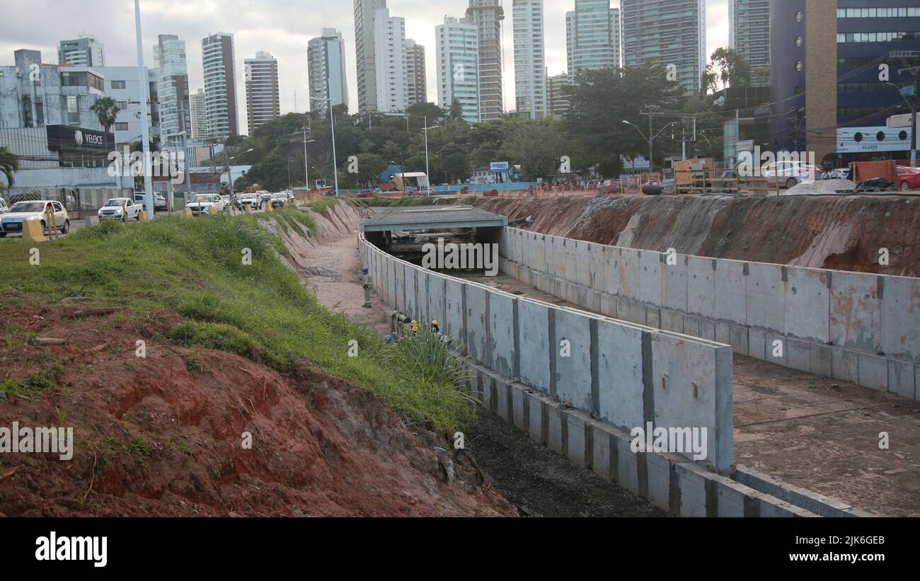 salvador, bahia, brazil - july 29, 2022: construction of sewage ...