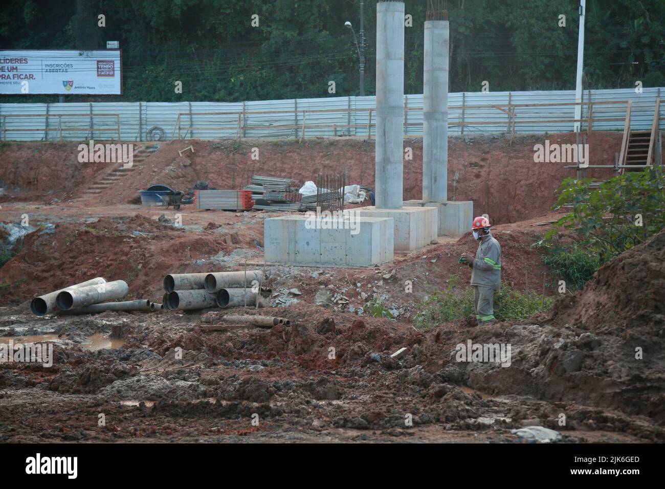 salvador, bahia, brazil - july 29, 2022: construction of sewage ...