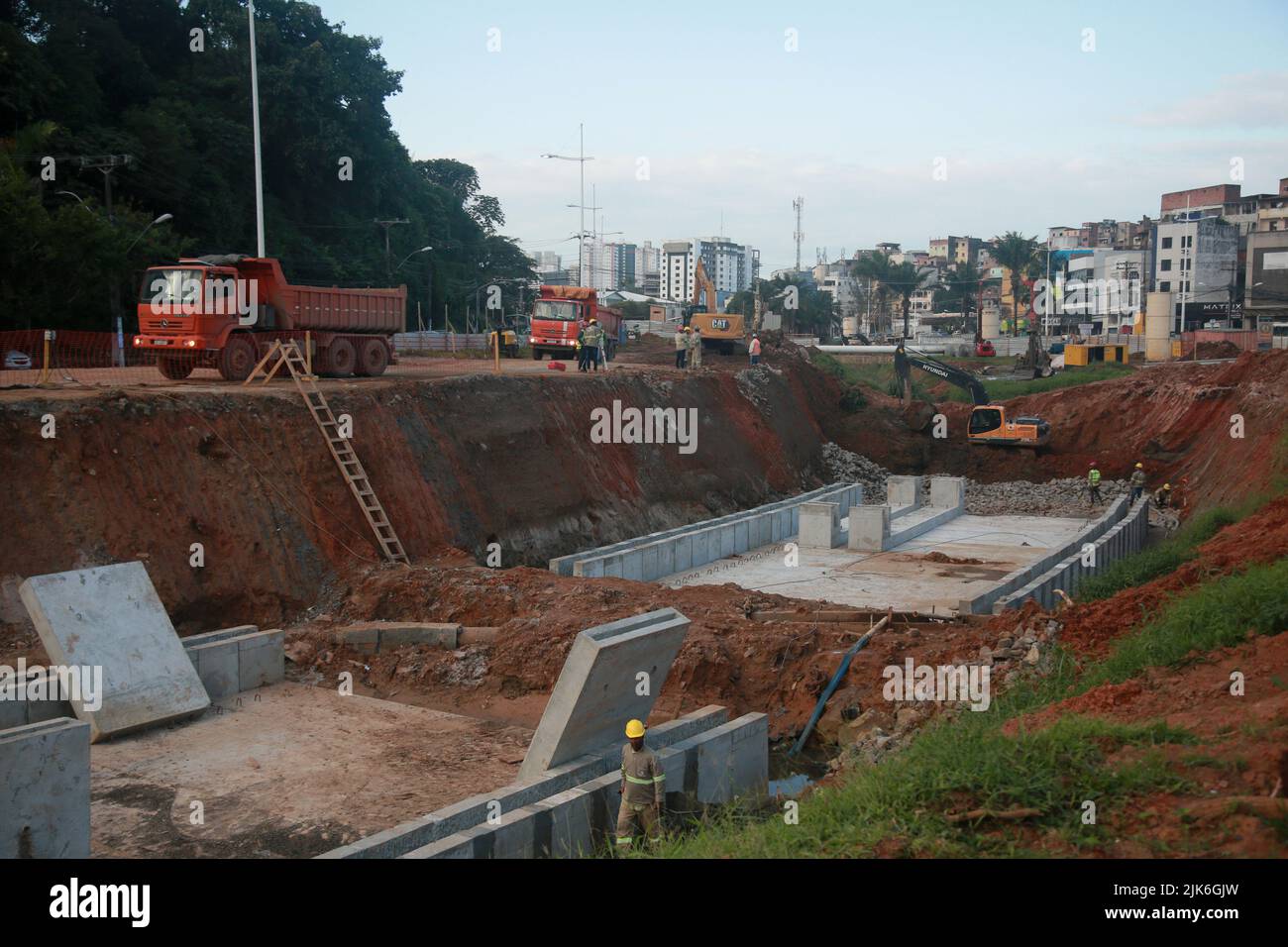 salvador, bahia, brazil - july 29, 2022: construction of sewage ...
