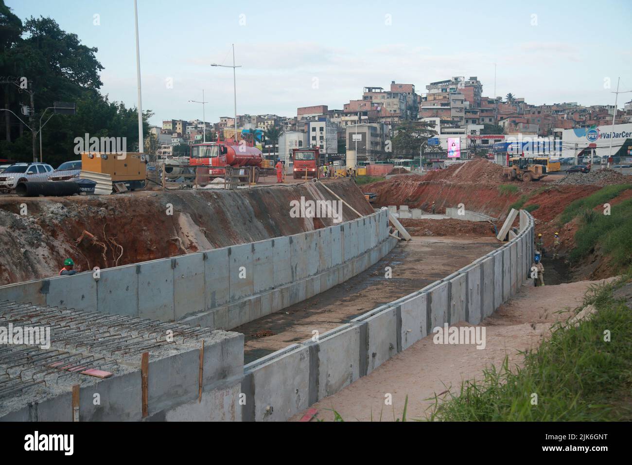 salvador, bahia, brazil - july 29, 2022: construction of sewage ...