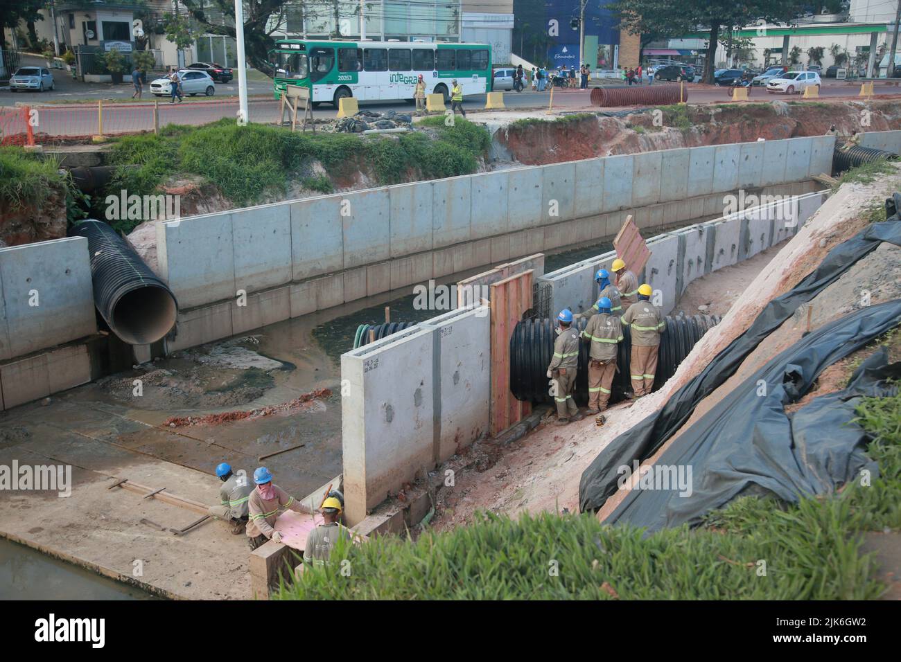 salvador, bahia, brazil - july 29, 2022: construction of sewage ...