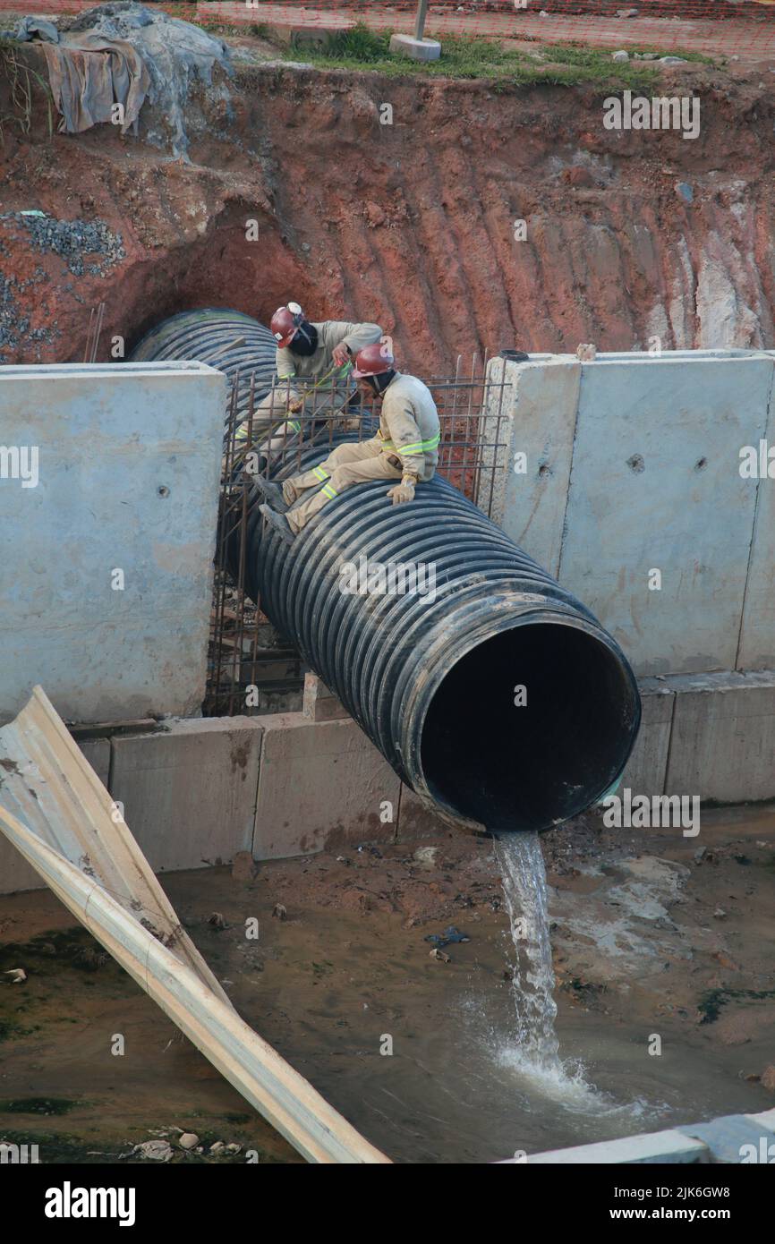 salvador, bahia, brazil - july 29, 2022: construction of sewage ...