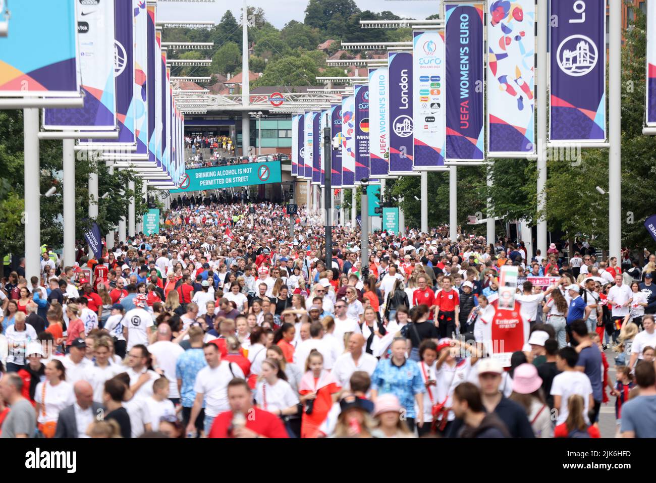 Fans arriving at Wembley Way before the UEFA Women's Euro 2022 final at ...