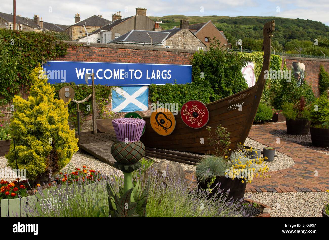 Viking boat alongside the platform at Largs train station Stock Photo ...