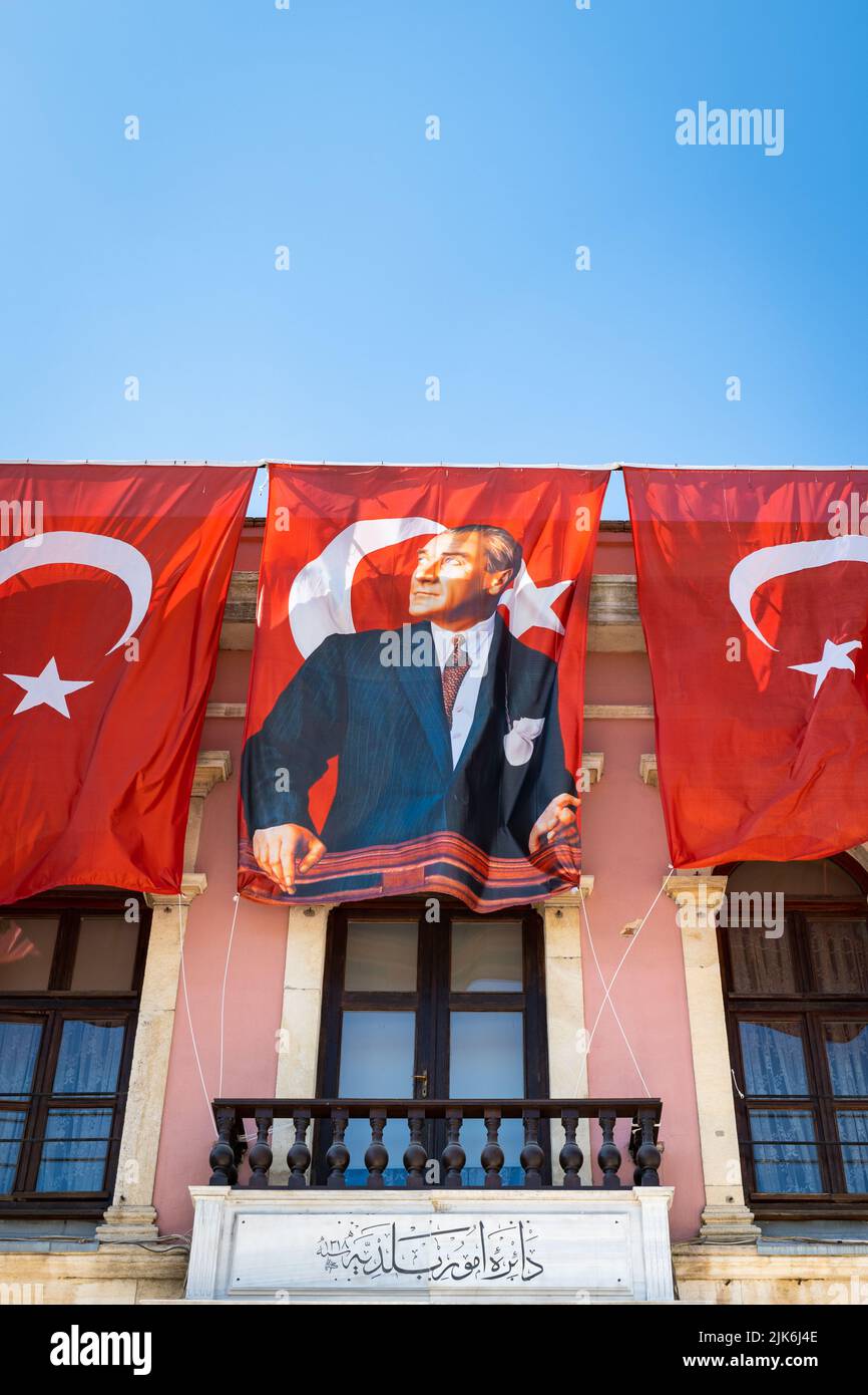 Edirne, Turkey - August 2022 : Mustafa Kemal Ataturk portrait and ...