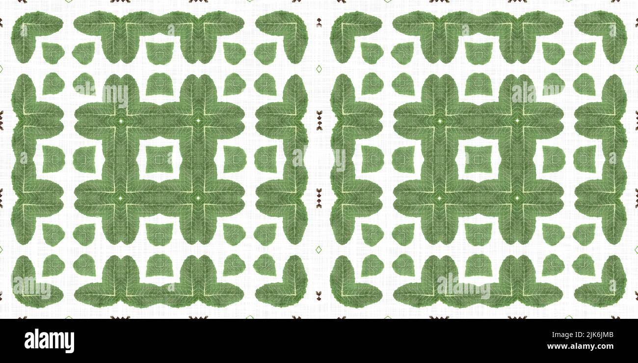 Foliage kaleidoscope seamless border pattern. Trendy optic fresh design ...