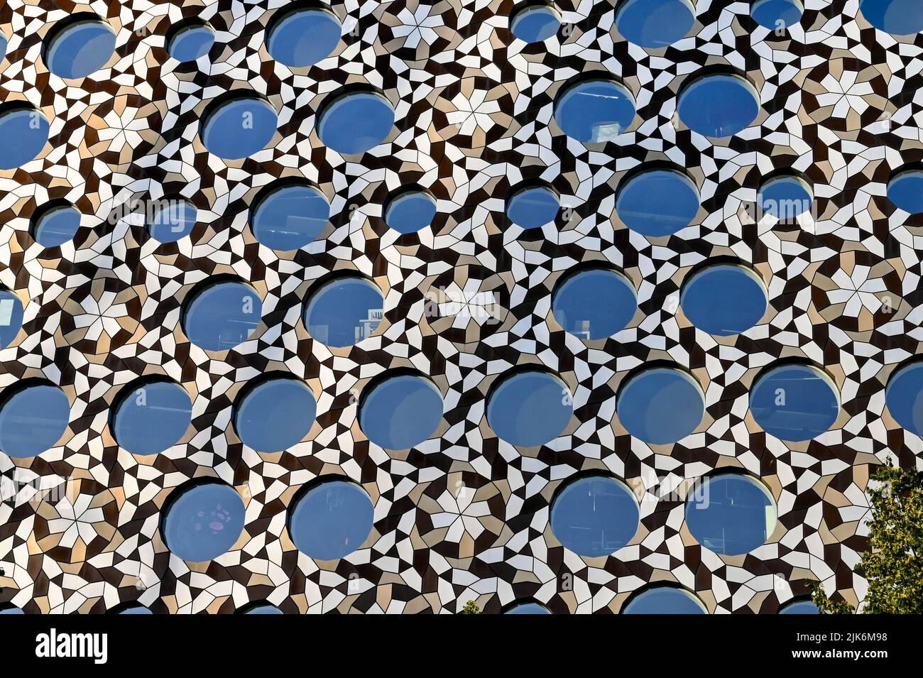London, England - June 2022: Pattern formed by external cladding on an ...