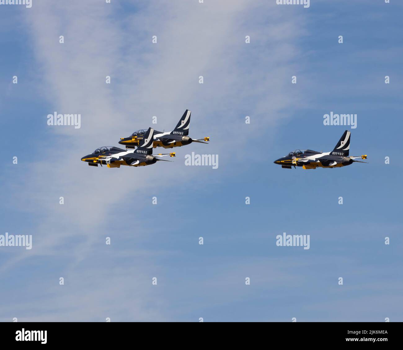 Three of the Korean Black Eagles fly in close formation during their ...
