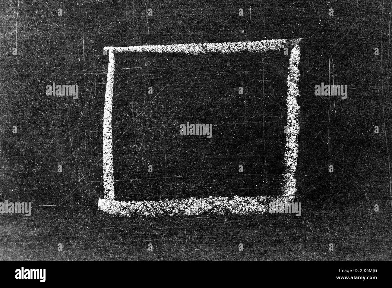 White color chalk hand drawing as square or rectangle shape on ...