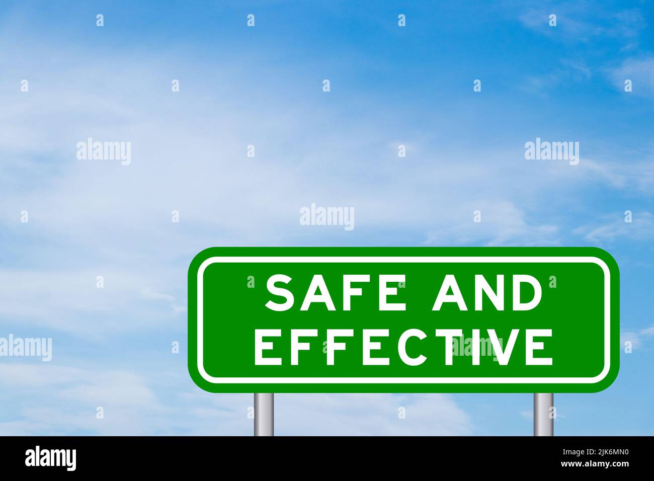 Green color transportation sign with word safe and effective on blue ...