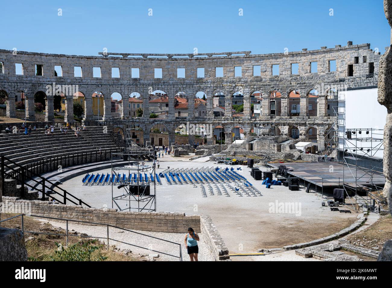 Pula, Croatia - July 12, 2022: The Pula Arena is a Roman amphitheater ...