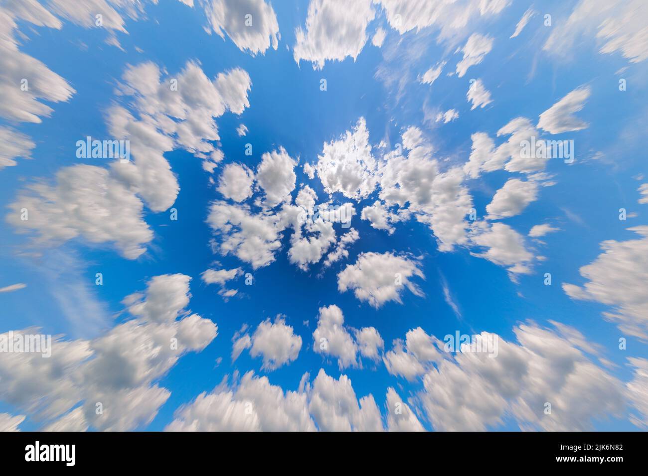 blue sky with white clouds at summer day ultra wide angle rectlinear ...