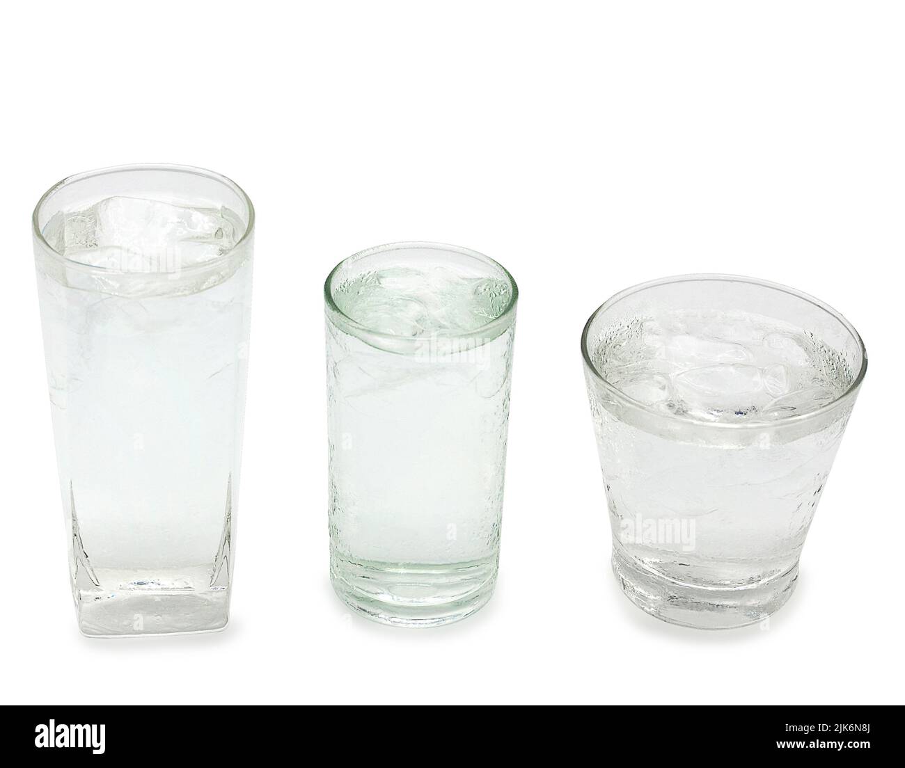 three glass with water and ice isolated on white background with clipping path - Image,Copy ...