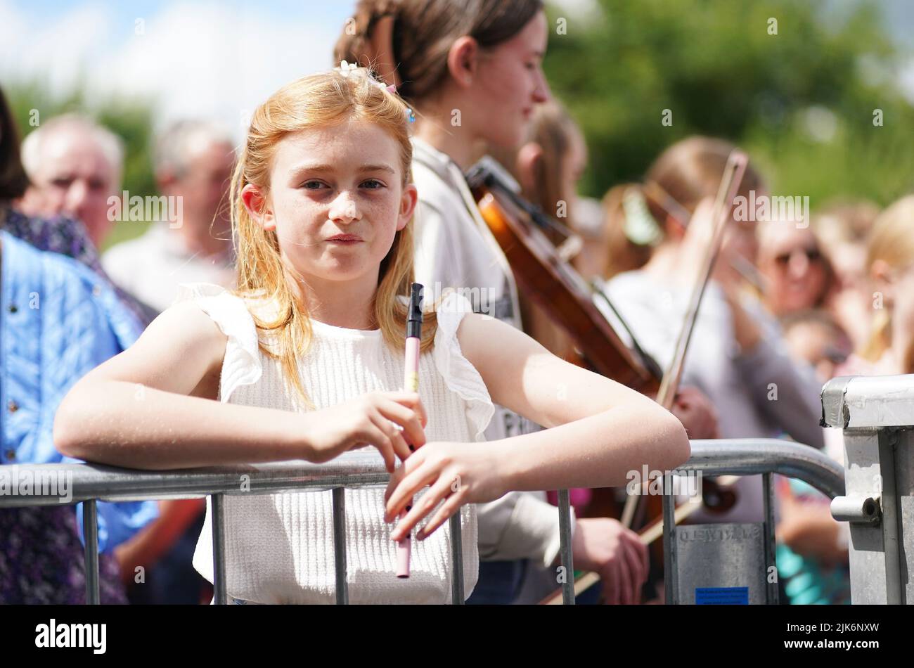 Alice Hyland (10), from St. Tolas Primary school in Delvin, plays along ...