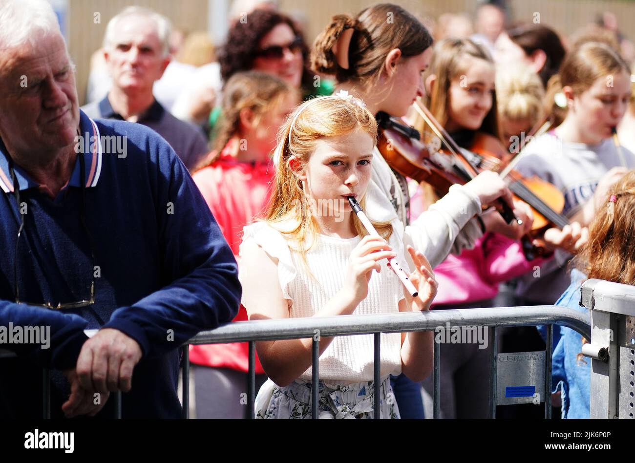Alice Hyland (10), from St. Tolas Primary school in Delvin, plays along ...