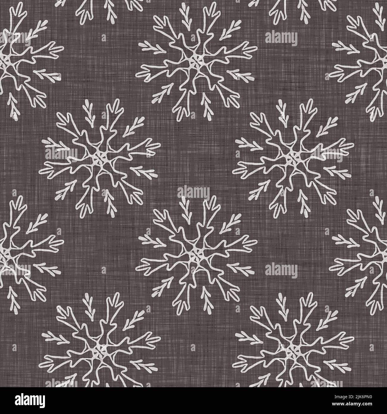 Seamless christmas snowflake woven linen pattern. Two tone seasonal ...