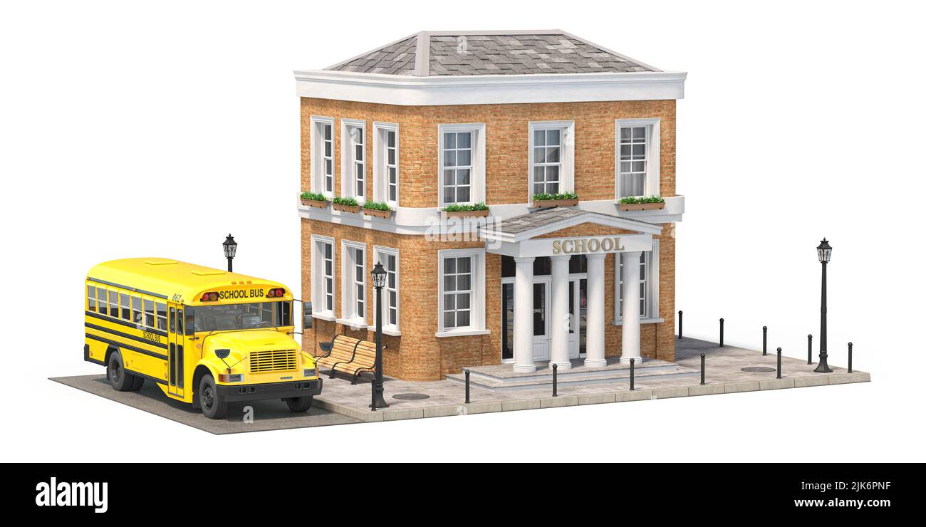 School building bus hi-res stock photography and images - Alamy