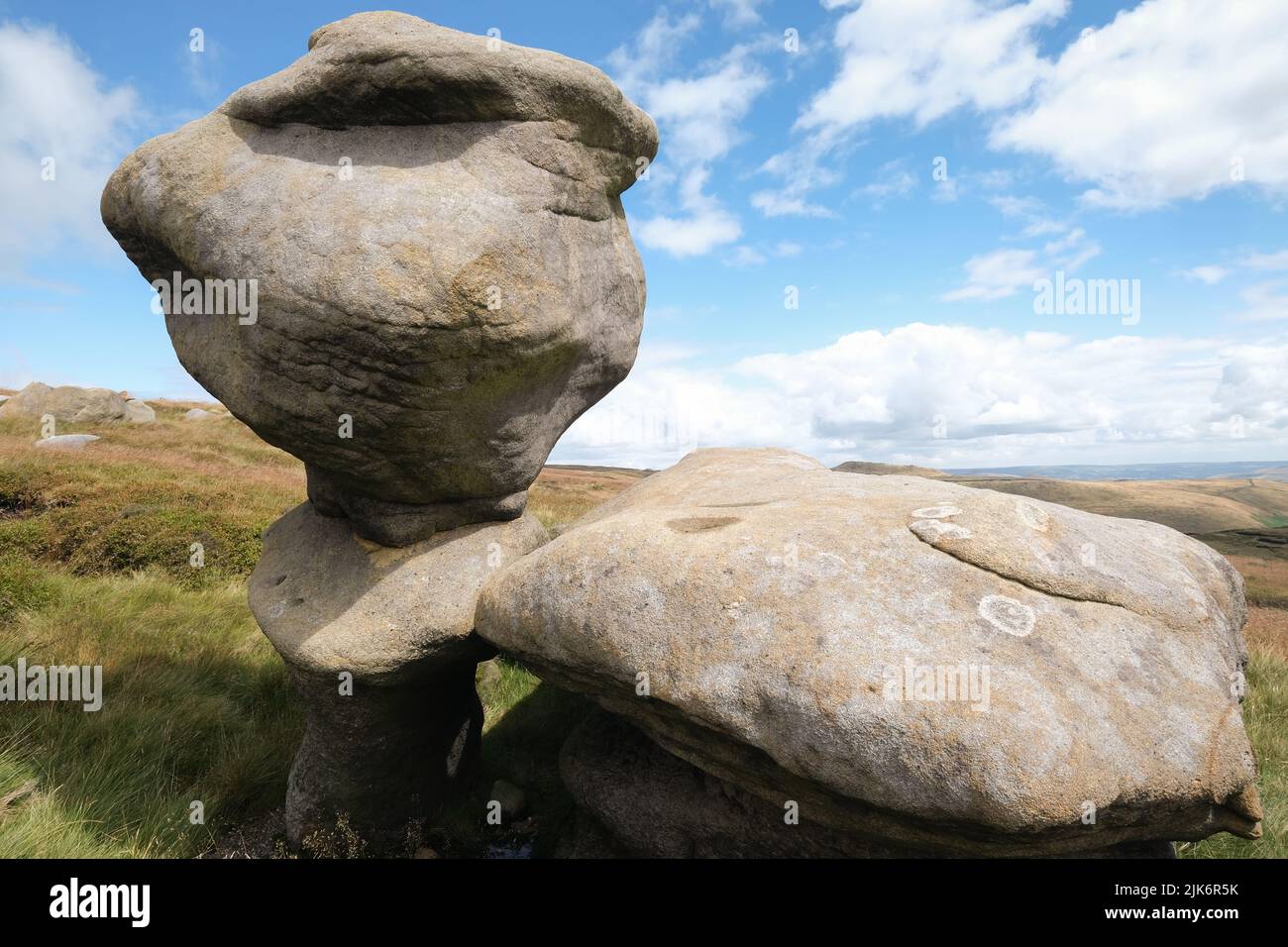 The Woolpacks, a distinctive gritstone outcrop of rocks on the edge of ...