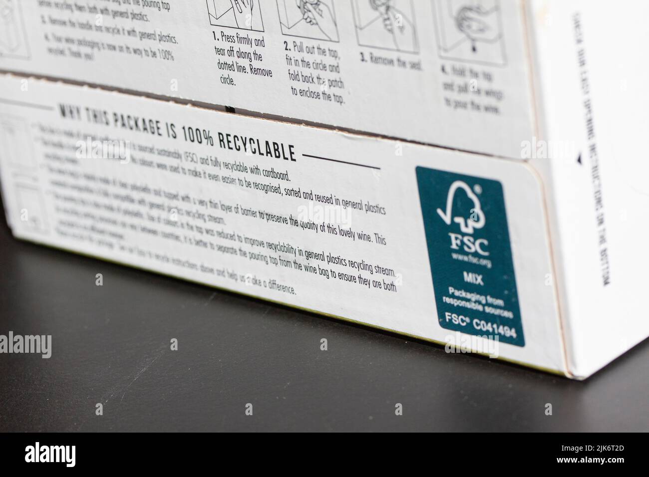 FSC - Forest Stewardship Council - logotype printed on cardboard ...