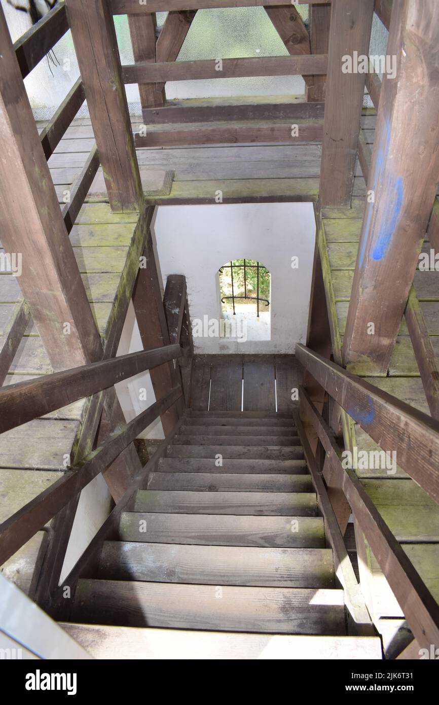 wooden inside of a Roman tower Stock Photo - Alamy