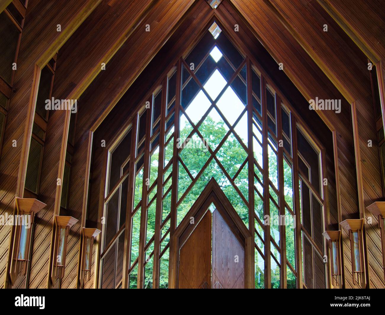 Front doors to beautfil glass chapel in remote Kingsville Missouri ...