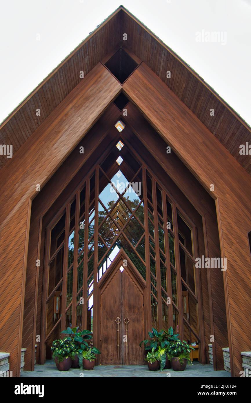 Front doors to beautfil glass chapel in remote Kingsville Missouri ...